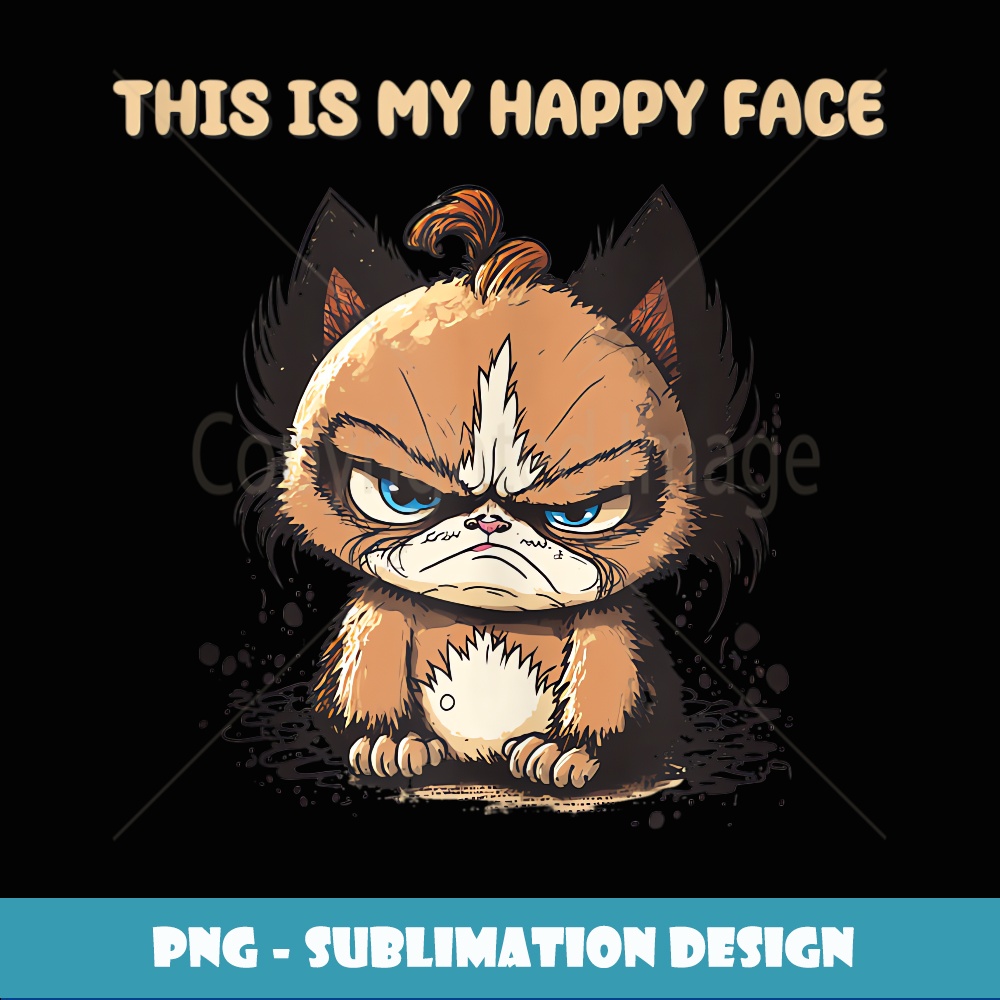 Funny This is My Happy Face Cat Grumpy Tired - PNG Transpare | Inspire ...