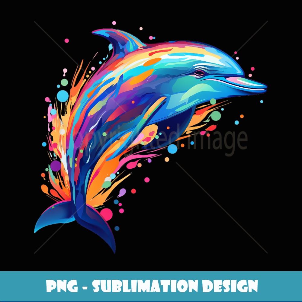 Cool Colorful Dolphin Portrait Graphic - PNG Transparent Sub | Inspire ...