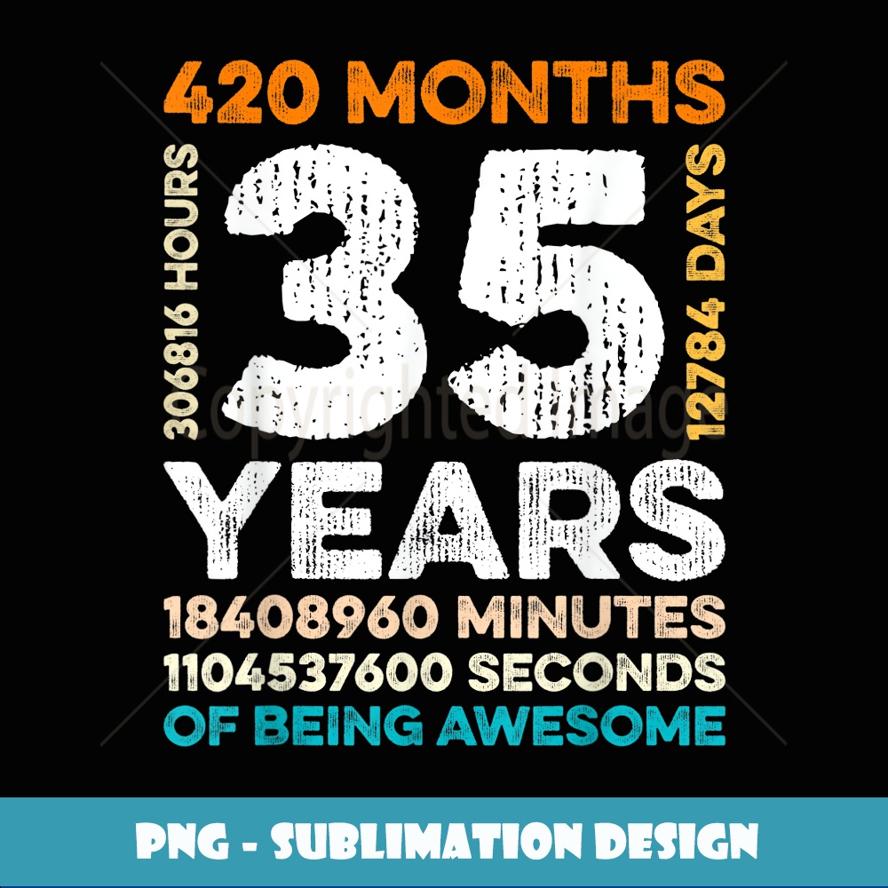 35 Years Old 420 Months Of Being Awesome 35th Birthday Gifts | Inspire ...