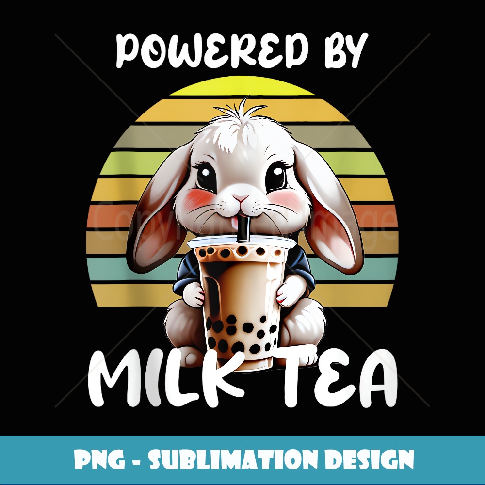 Powered by Boba Bubble Milk Tea Cute Kawaii Little Rabbit - | Inspire ...