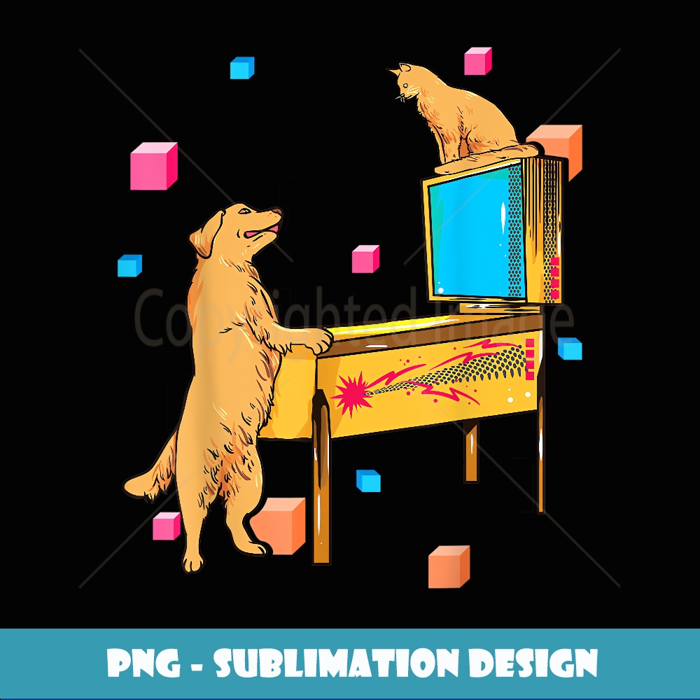Pinball Wizard Dog Cat Playing Pinball Machine - PNG Sublima | Inspire ...