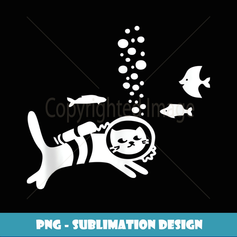Scuba Diving Cat Snorkeling - PNG Sublimation Digital Downlo | Inspire ...
