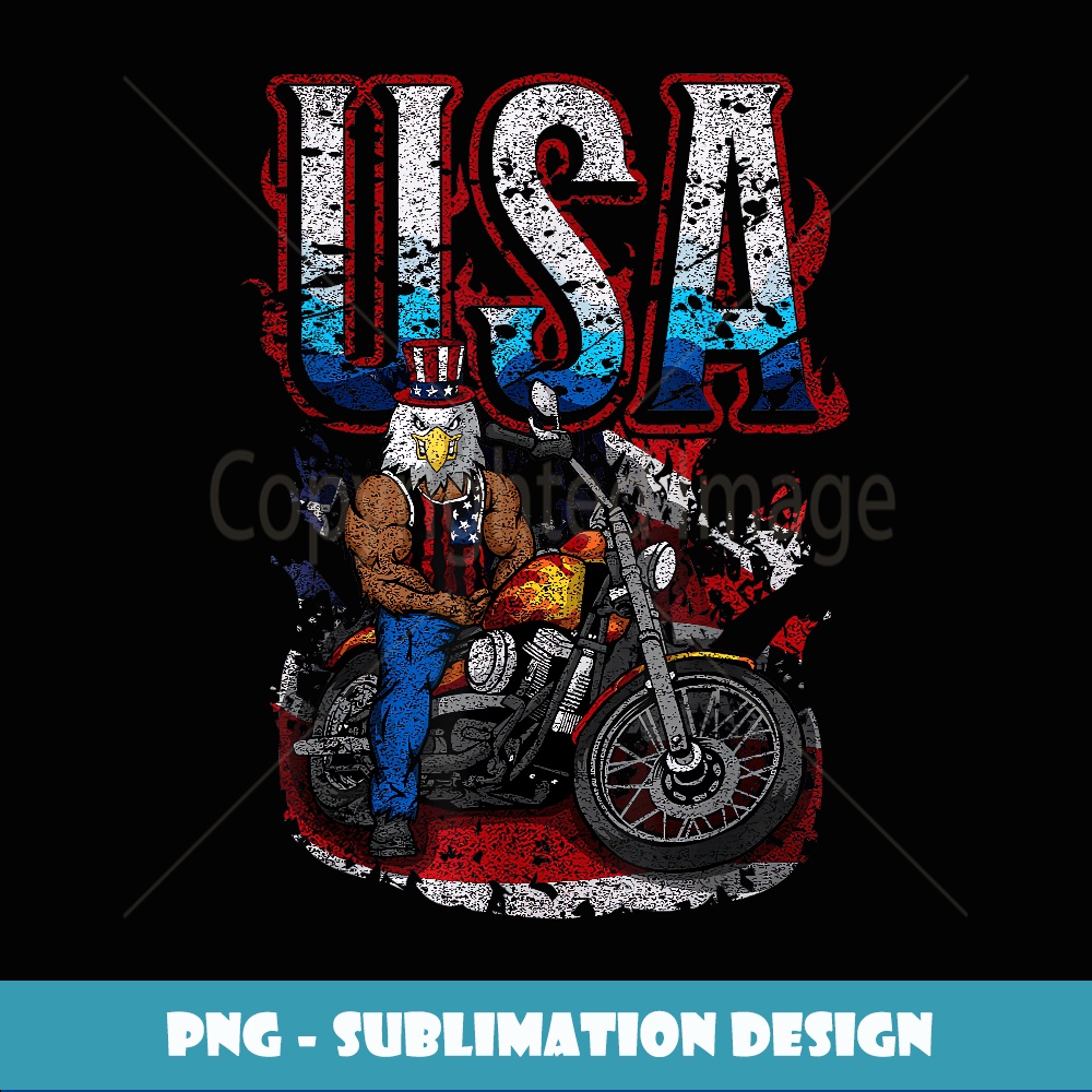 4th of July Bald Eagle Biker Motorcycle Uncle Sam Hat Gift - | Inspire ...