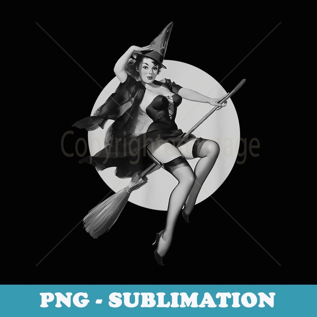 Flying Witch on Broom Halloween Sexy Witch Pin Up Girl - Hig | Inspire ...
