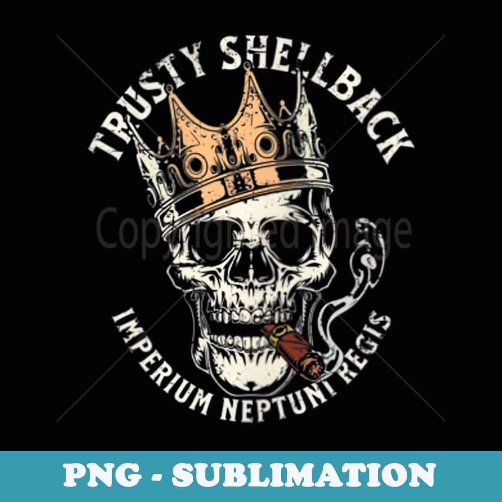 Trusty Shellback Skull on Front and Back Distressed Design - | Inspire ...