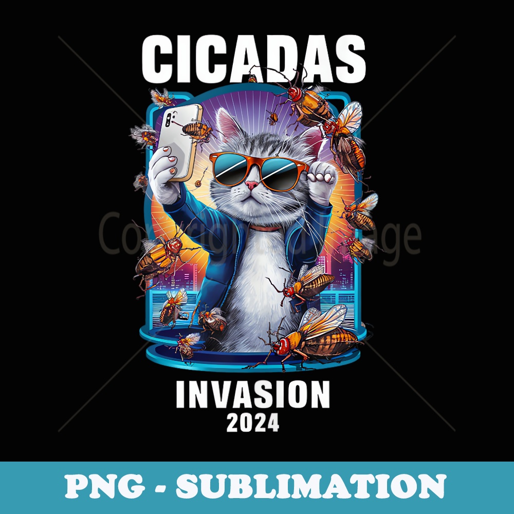 Funny Cat Selfie CICADAS Invasion 2024 - PNG Sublimation Dig | Inspire ...