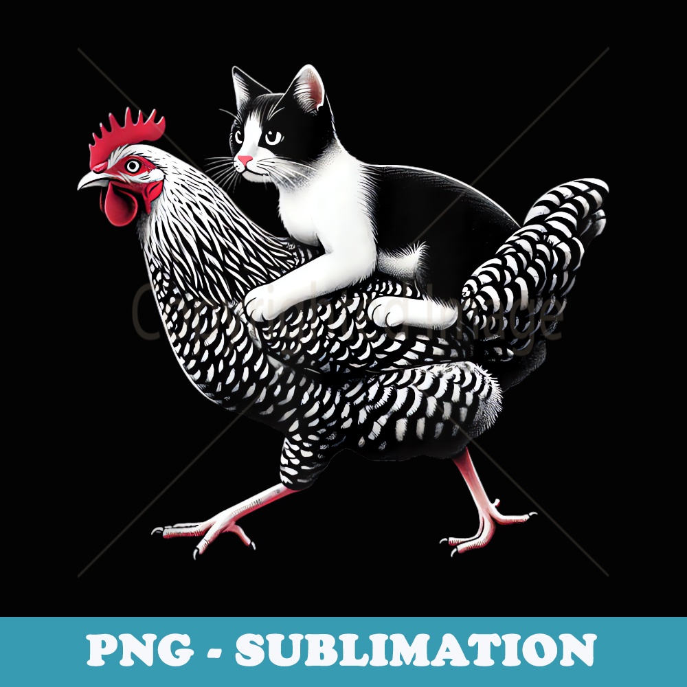 Funny Cat Riding Chicken, Tuxedo Cat On A Chicken Lover - PN | Inspire ...