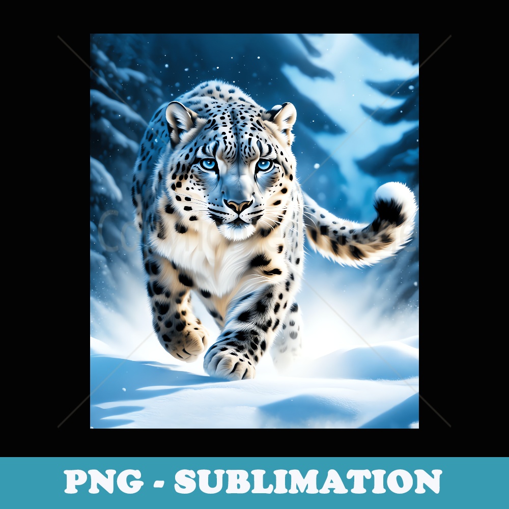 Fantasy Cute Snow Leopard Running - PNG Sublimation Digital | Inspire ...