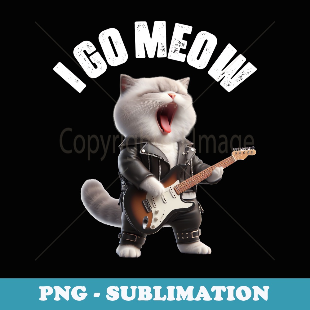 I Go Meow Cat Meme Cat Playing Guitar - Premium Sublimation | Inspire Uplift