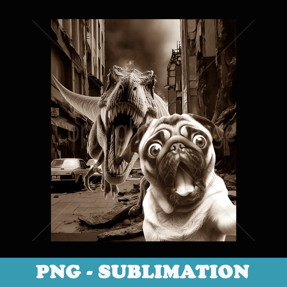 Funny Pug Selfie With rex Tyrannosaurus Dog Dinosaur - PNG S | Inspire ...