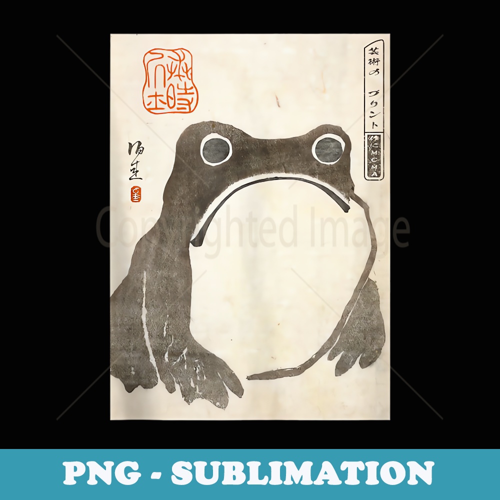 Grumpy Frog Japanese Art Print - PNG Transparent Sublimation | Inspire ...