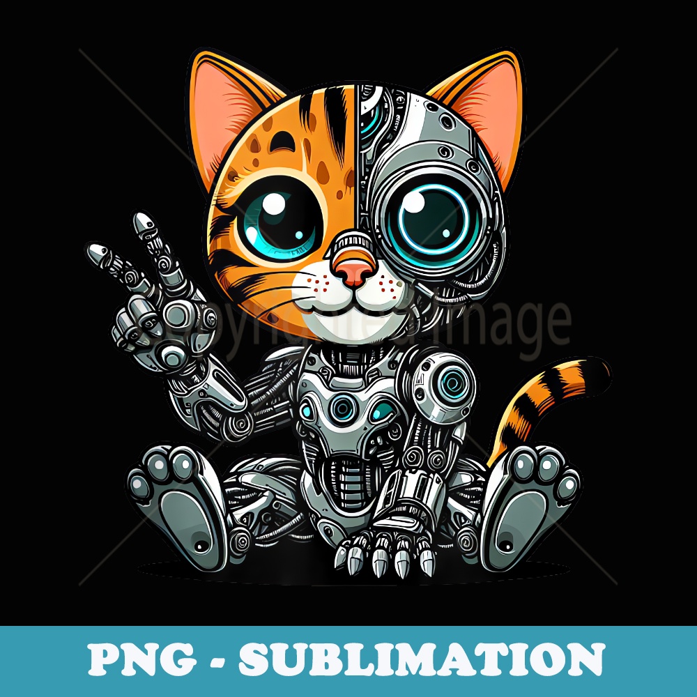 Cool Bengal Robot Cat Cyborg Mech - Vintage Sublimation PNG | Inspire ...
