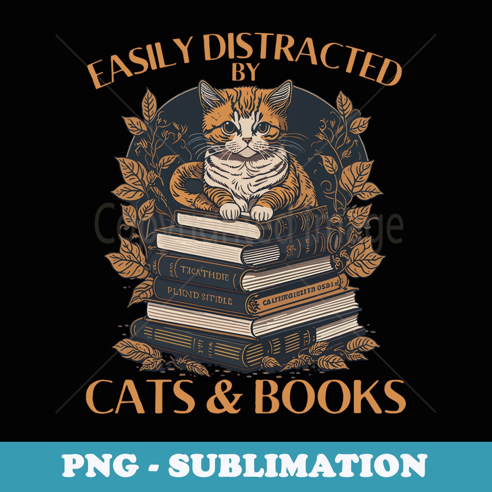 Easily Distracted by Cats and Books - Funny Cat & Book Lover | Inspire ...