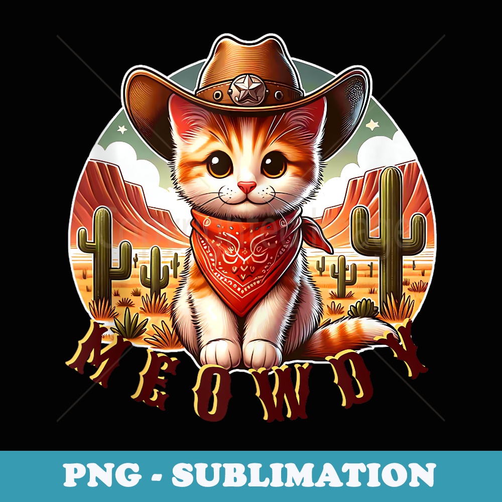 Cute Cowboy Cat Humoristic Meowdy Texas Cat Meme - PNG Trans | Inspire ...