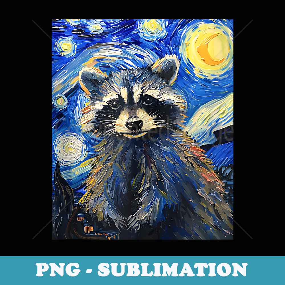 Raccoon Van Gogh Starry Night Art - PNG Transparent Sublimat | Inspire ...