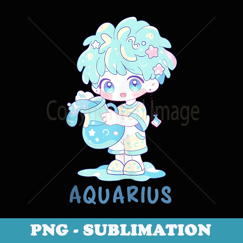Kawaii Chibi Aquarius Sign Anime Astrology Celestial Zodiac | Inspire ...