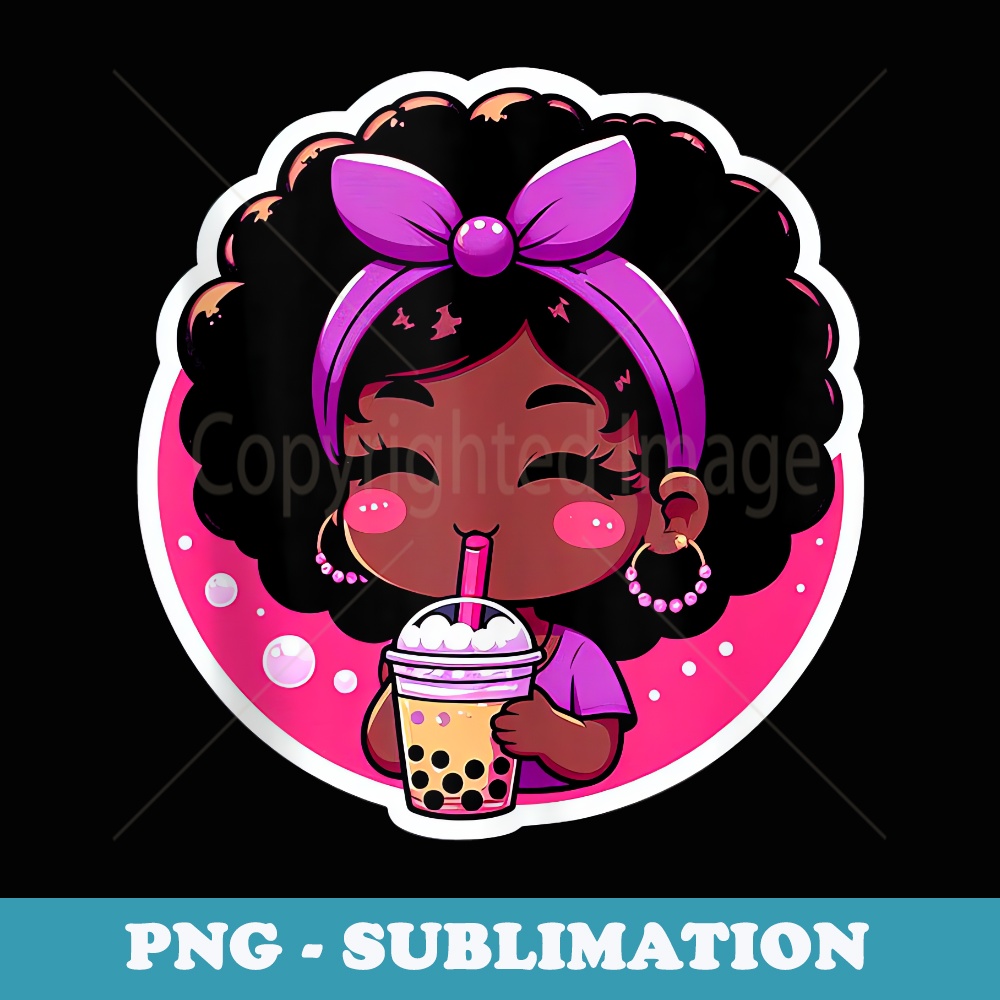 Black Girl Boba Tea African American Bubble Tea Girl - Retro | Inspire ...