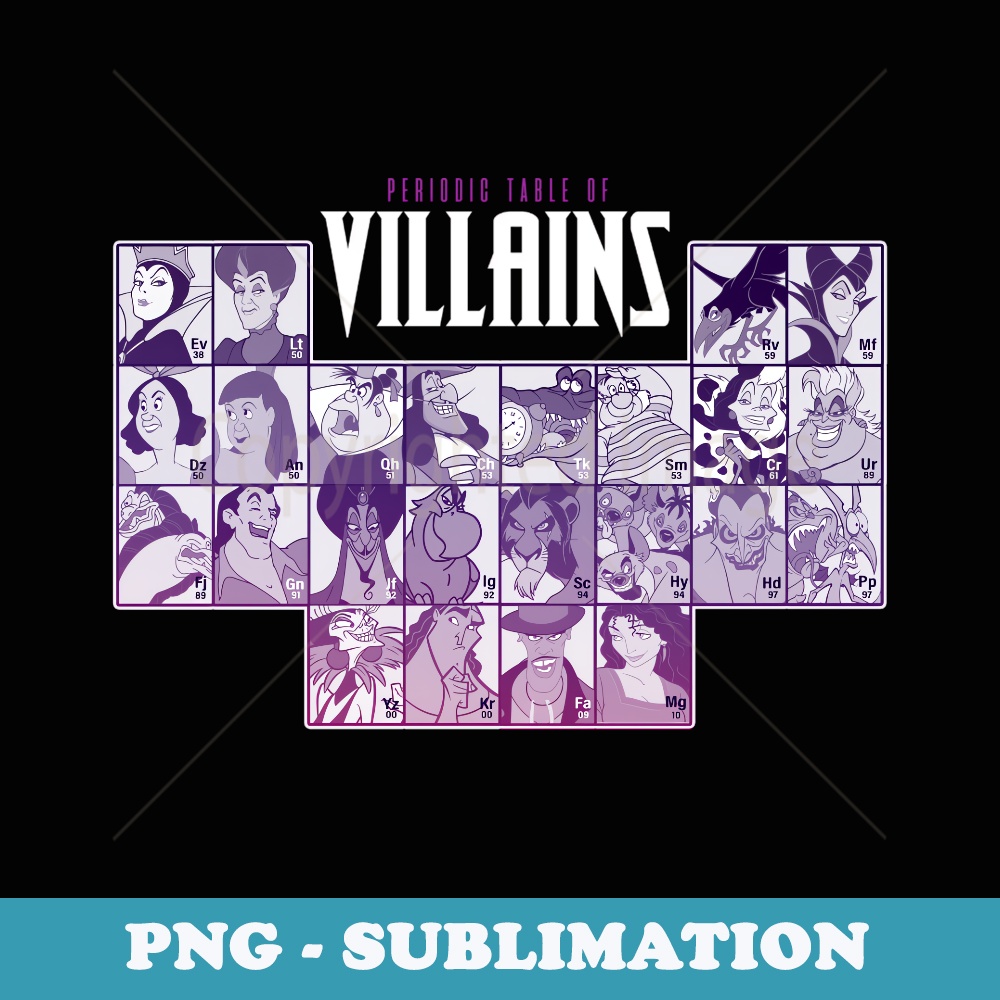 Disney Villains Periodic Table Of Villains Group Shot - Subl | Inspire ...