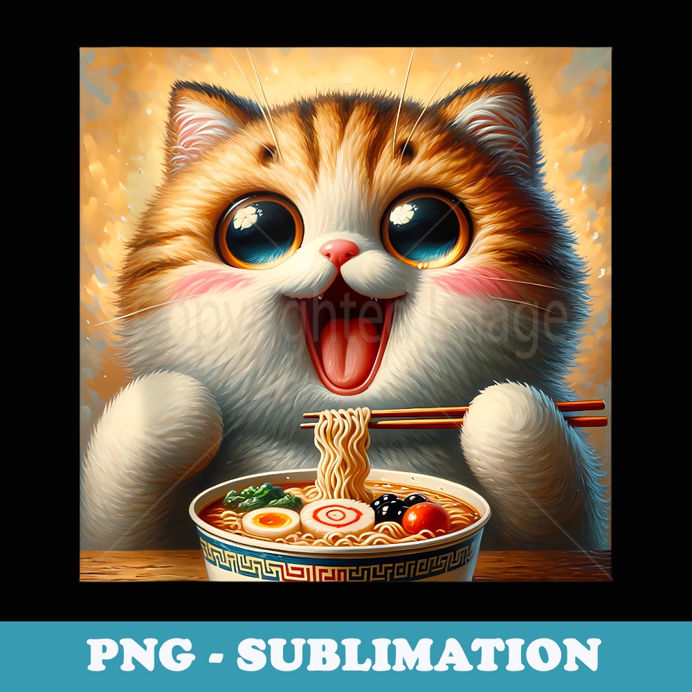 Ramen Cat Kawaii Anime Cat Ramen Lover Sweet Oil Painting - | Inspire ...