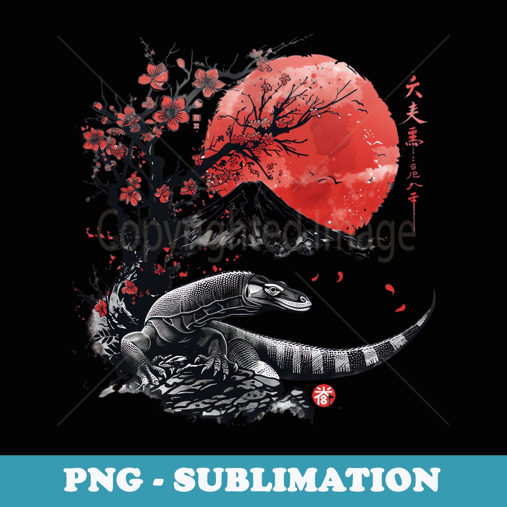 Floral Wildlife Lizard Japanese Art Komodo Dragon - Signatur | Inspire ...