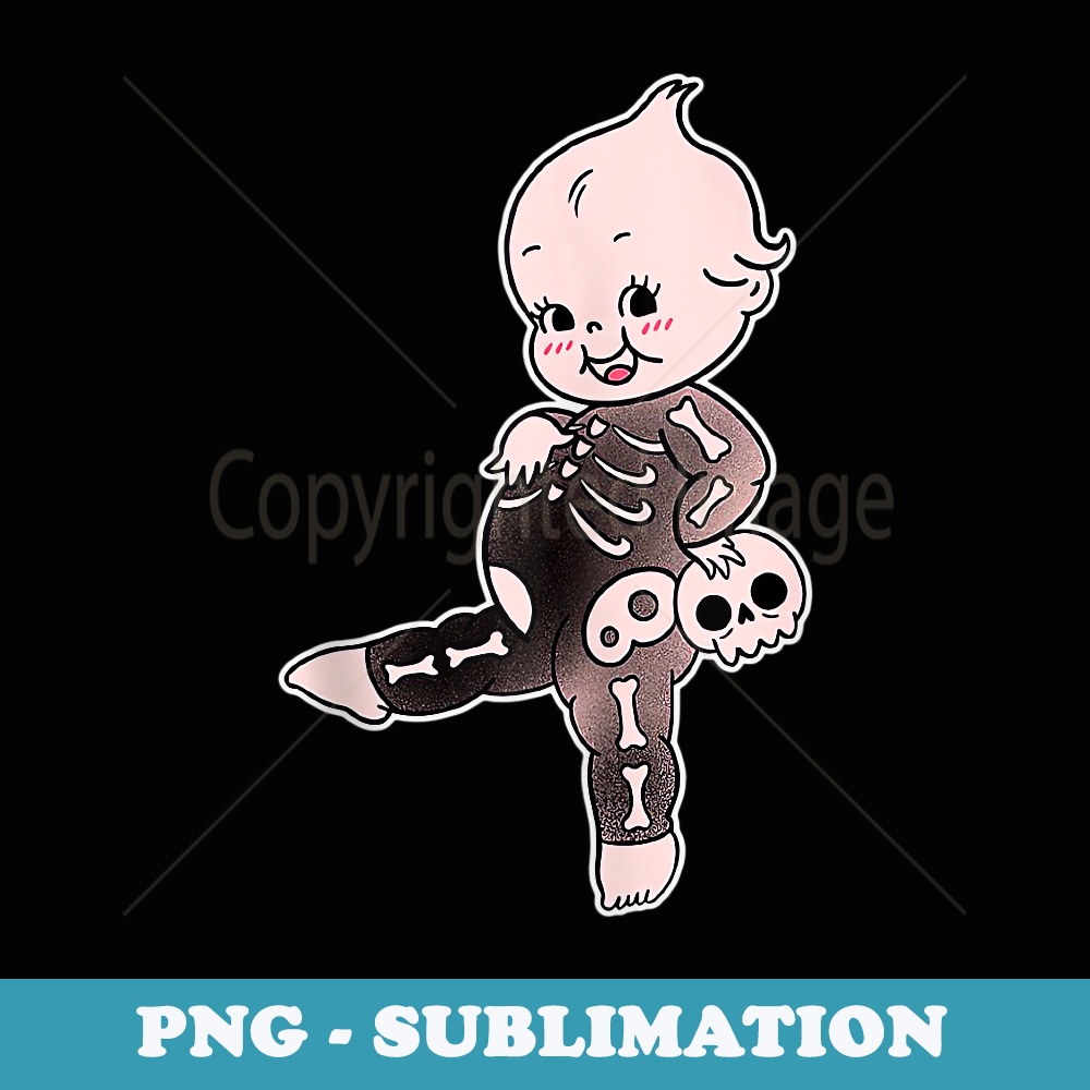 Kewpie Baby Skeleton Skull Halloween Spooky - PNG Sublimatio | Inspire ...