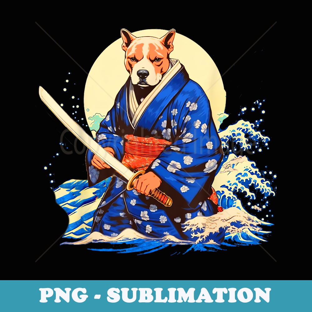 Funny Pitbull Dog Japanese Grand Wave Ukiyoe Art Ninja Cool | Inspire ...