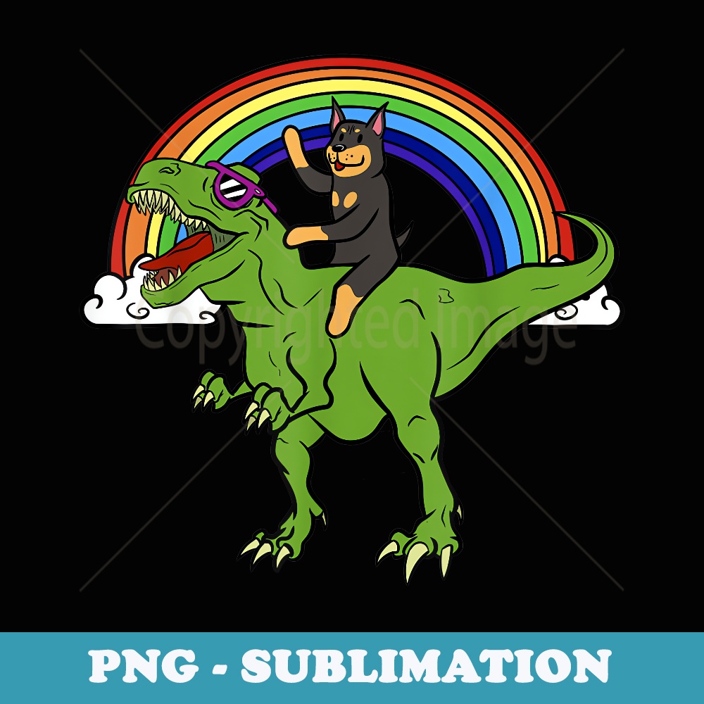 Doberman Riding T Rex Dinosaur Funny Dog - Aesthetic Sublima | Inspire ...