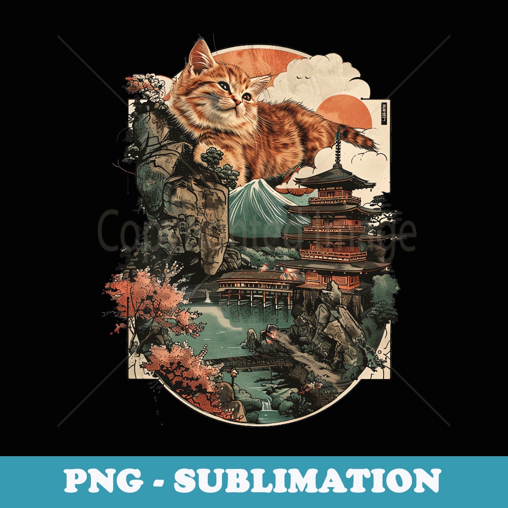 Funny Cat Anime Japanese Landscape Art Cats - Stylish Sublim | Inspire ...