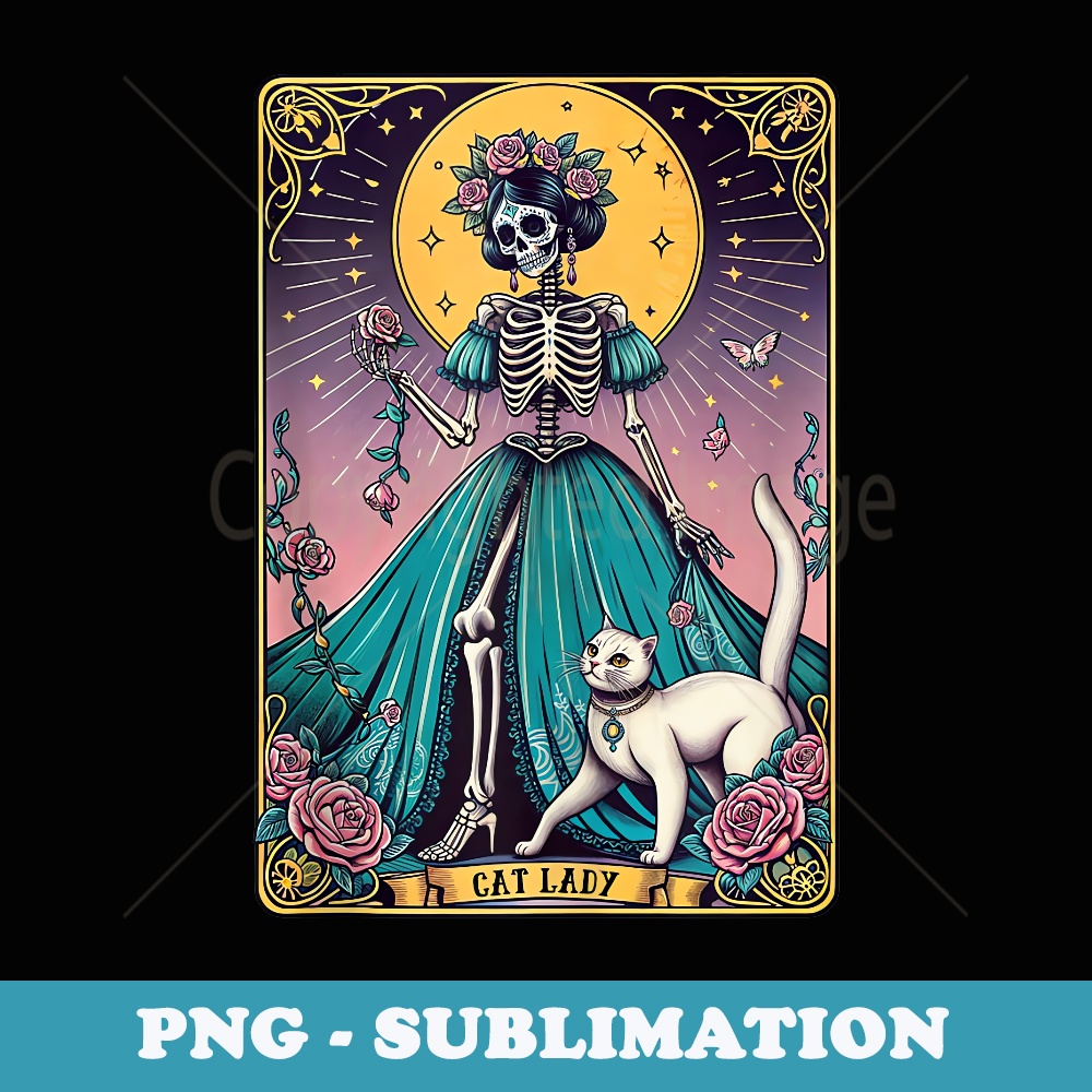 Cat Lady Tarot Card Skeleton Woman Funny Cat Lover - Instant | Inspire ...