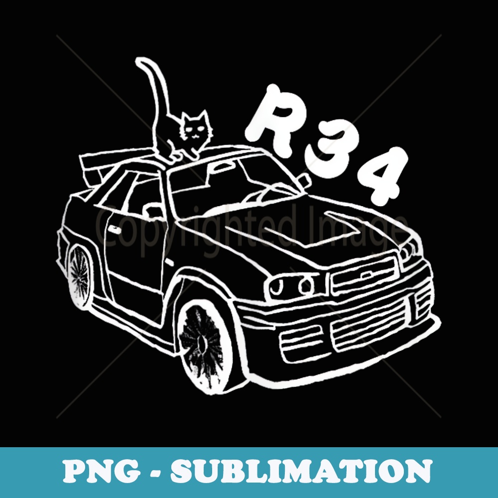 JDM Cat Driving R34 car art Japanese Drift Car funny v2 - Re | Inspire ...