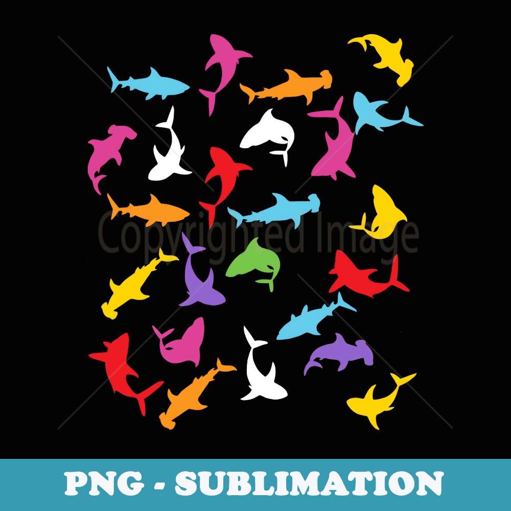 Sharks Everywhere Multi Colored Swimming Sharks Jaws Opened | Inspire ...