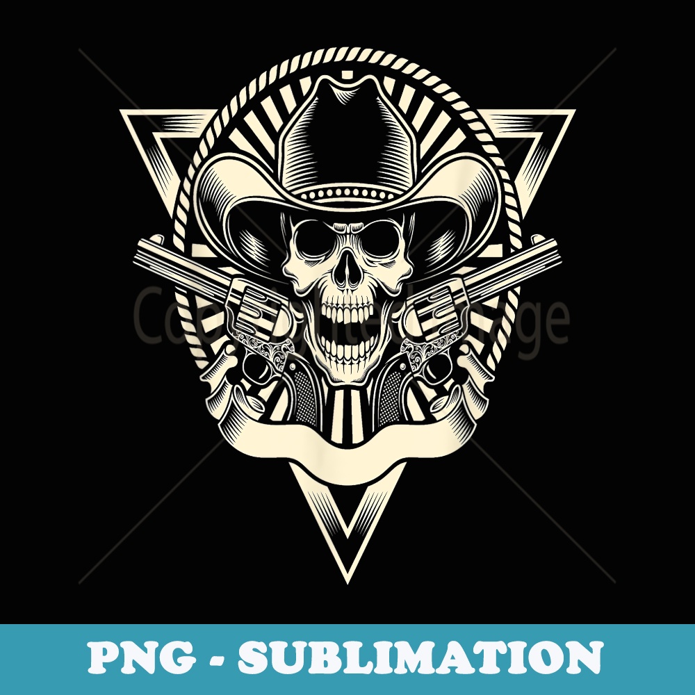 Skull Motorcycle Biker Outlaw Cowboy Hat Guns - Decorative S | Inspire ...