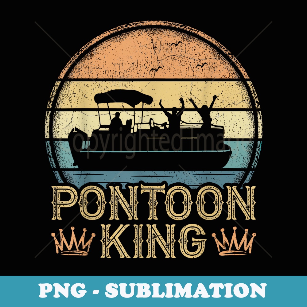 Pontoon Motor Boat Captain Lake VIntage Retro Pontoon King - | Inspire ...
