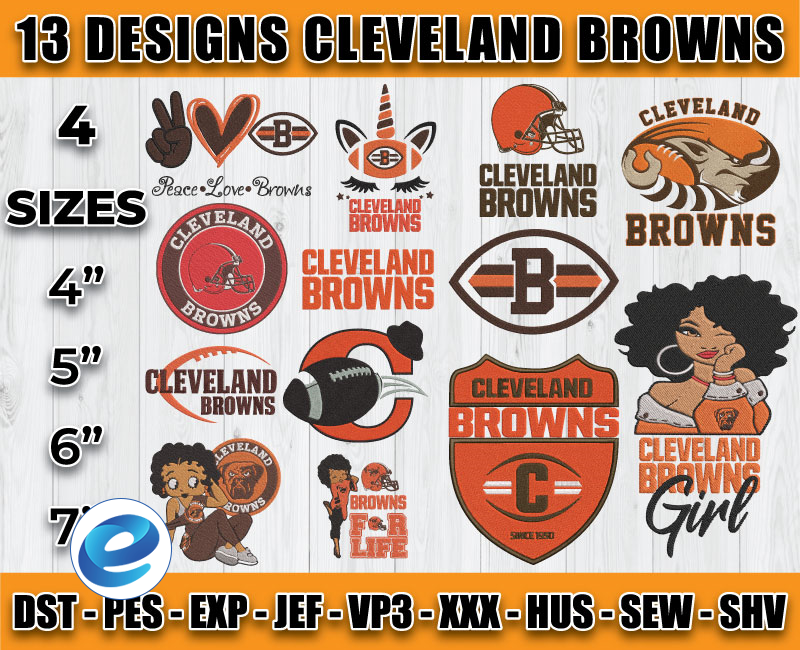 Bundle 7 designs Cleveland Browns embroidery, NFL Cleveland | Inspire ...