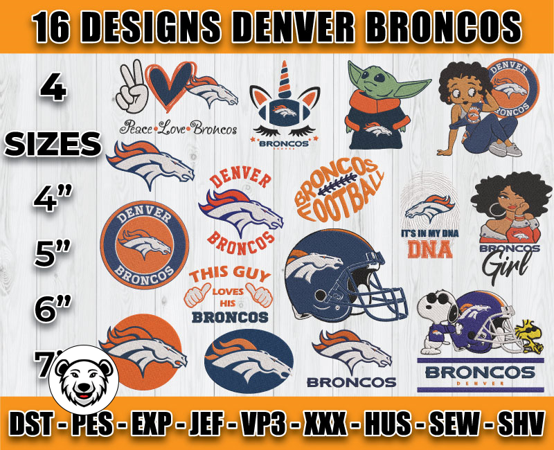 Bundle 16 designs NFL Denver Broncos Embroidery, NFL Denver | Inspire ...