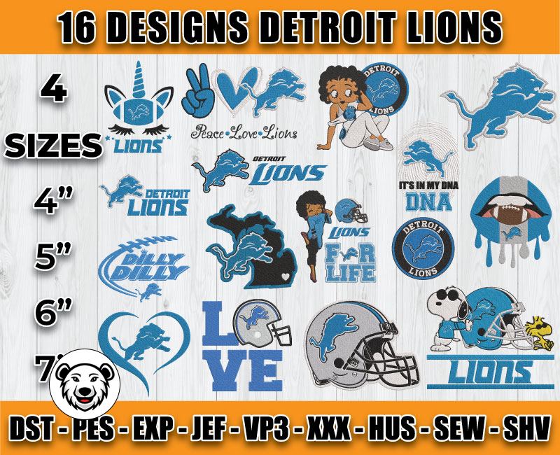 Bundle 16 designs NFL Detroit Lions Embroidery, NFL Detroit | Inspire ...