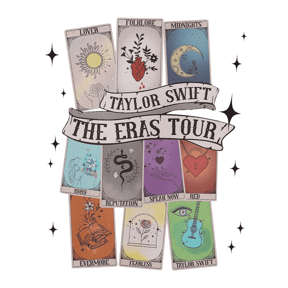 Taylor Swift's Album Eras Tour Tarot Car1d Png Sublimation D | Inspire ...