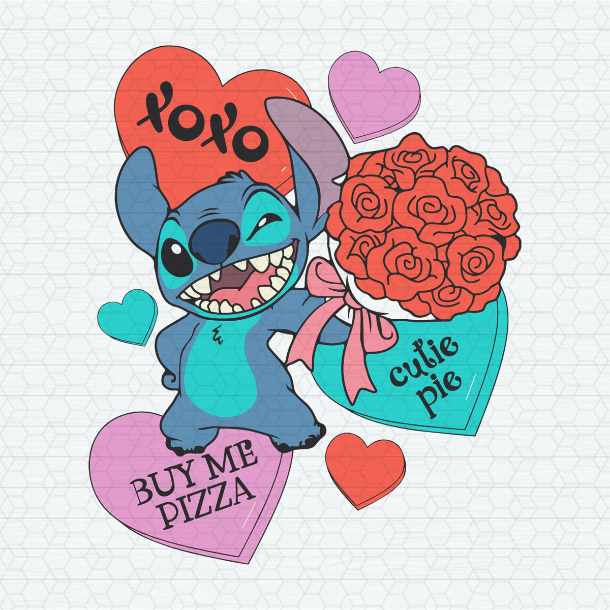 Stitch Buy Me Pizza Valentine SVG | Inspire Uplift