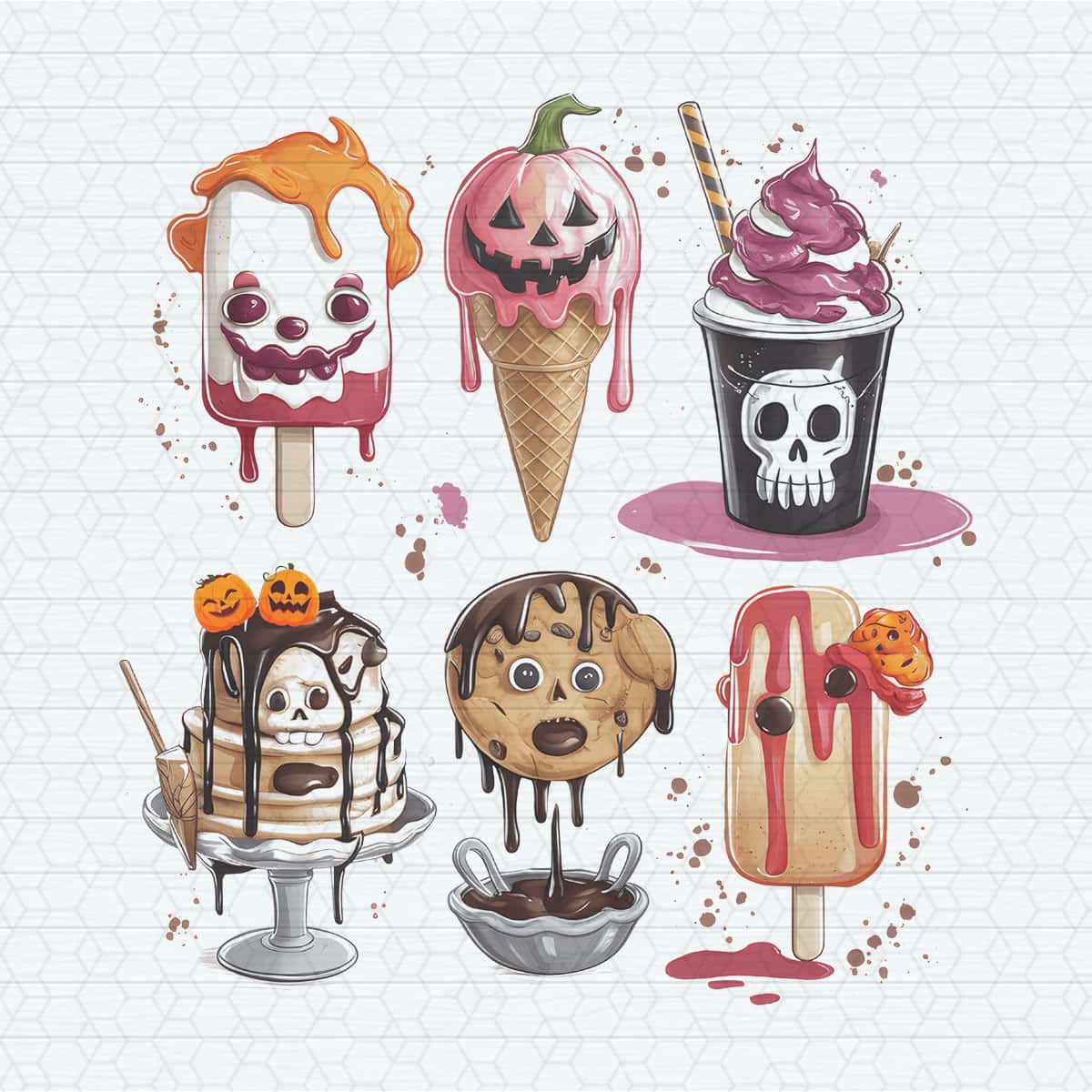 Summer Popsicle Horror Halloween Faces PNG | Inspire Uplift