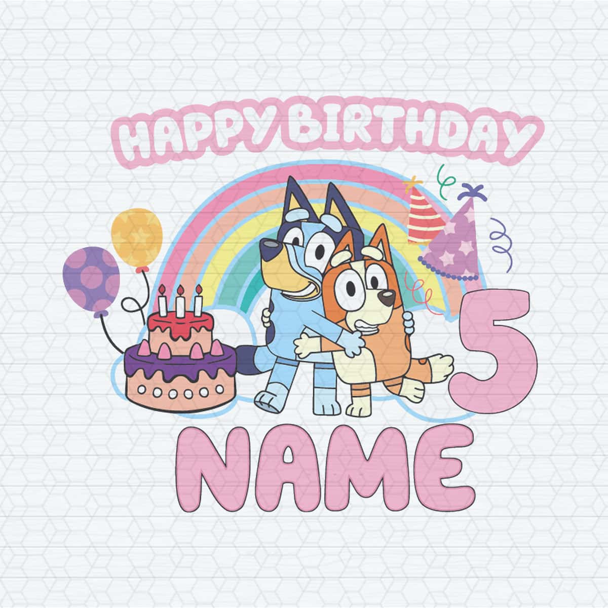 Custom Age Happy Birthday Bluey Bingo SVG | Inspire Uplift