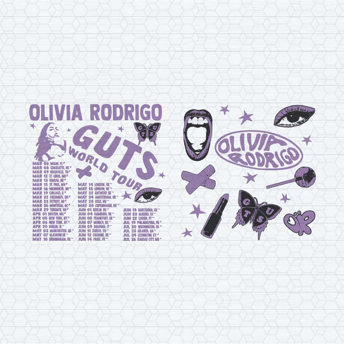 Olivia Rodrigo Guts World Tour 2024 Timeline SVG | Inspire Uplift