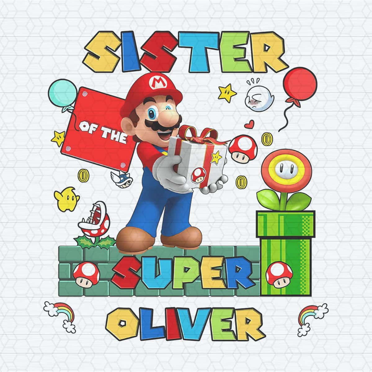 Custom Super Mario Sister Of The Birthday PNG | Inspire Uplift