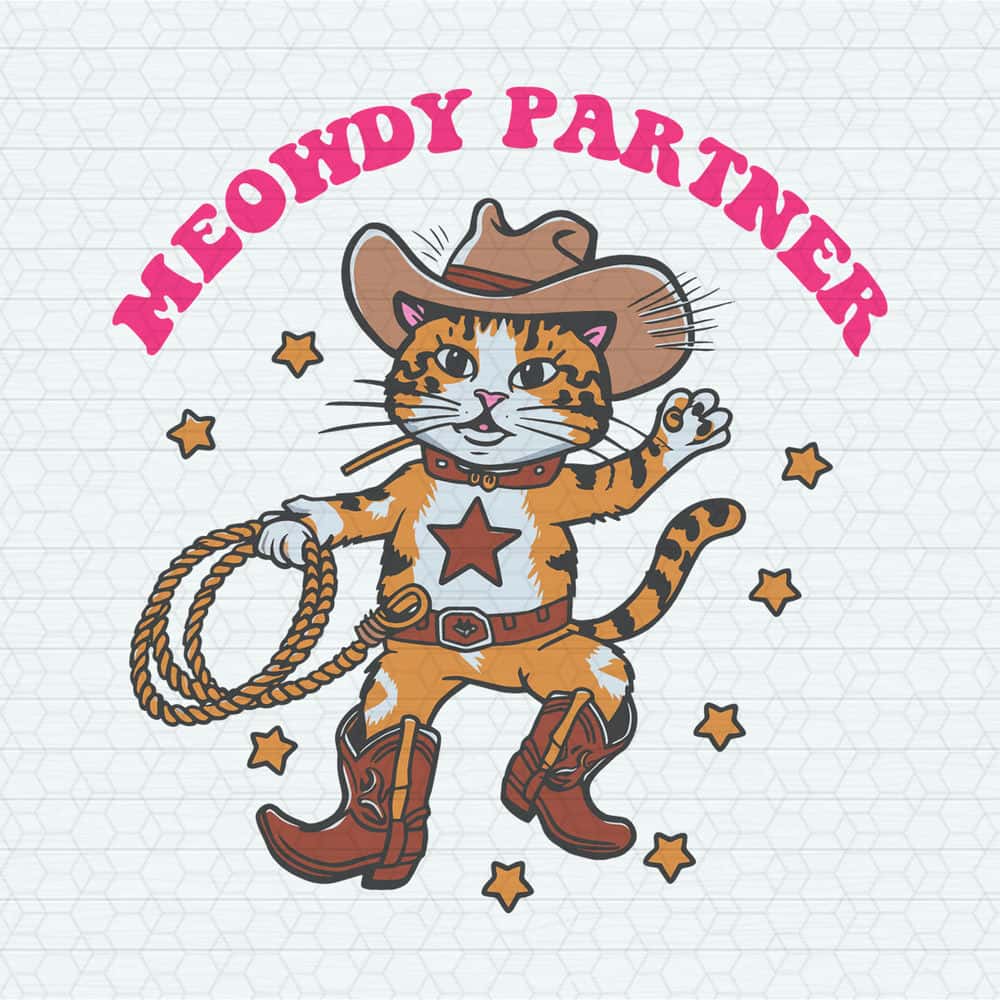 Cowboy Meowdy Partner Cat Meme SVG - Inspire Uplift