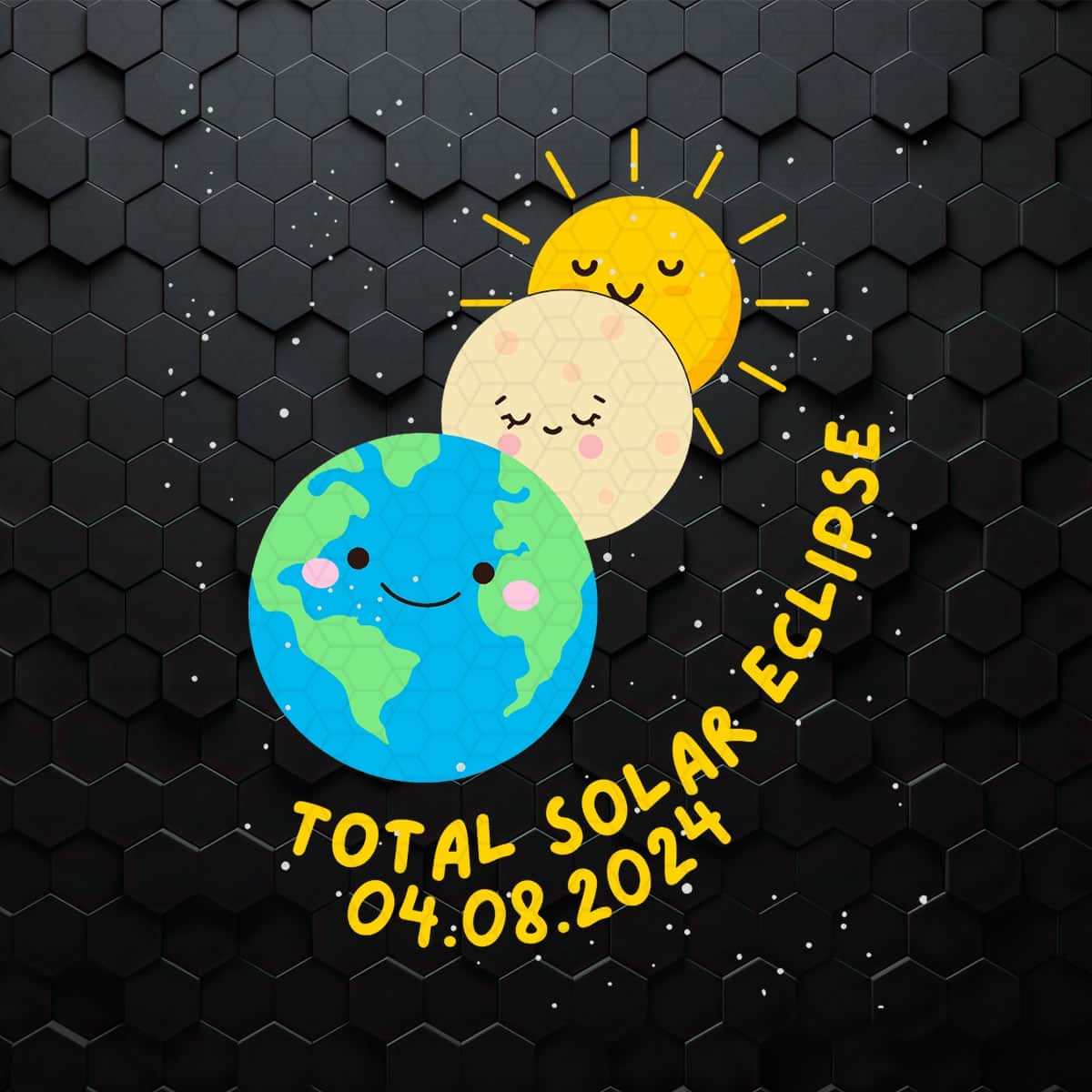Total Solar Eclipse 2024 Cute Sun And Moon SVG | Inspire Uplift