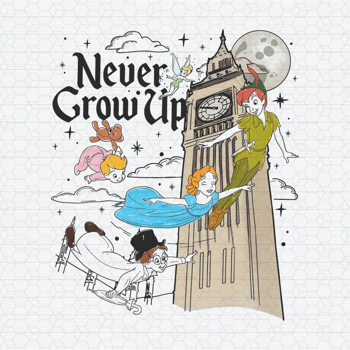 Disney Peter Pan Tinkerbell Never Grow Up Cartoon PNG | Inspire Uplift