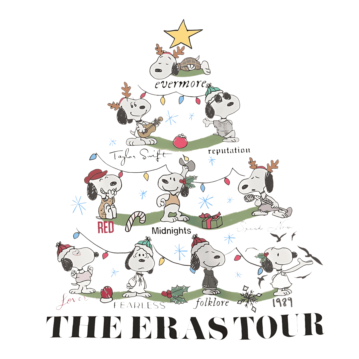 Snoopy Taylor Christmas The Eras Tour Png Love Snoopy Love Inspire Uplift