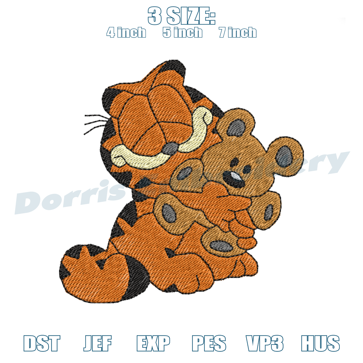 Garfield and Teddy Bear Embroidery, Digital Embroidery,Embro | Inspire ...