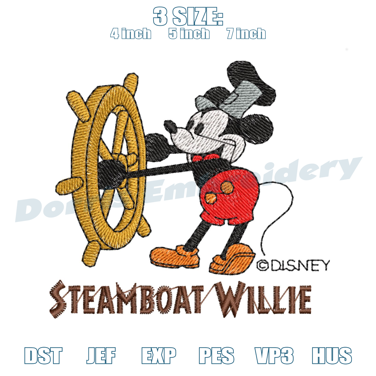 Steamboat Willie Disney Embroidery, Digital Embroidery,Embro | Inspire ...