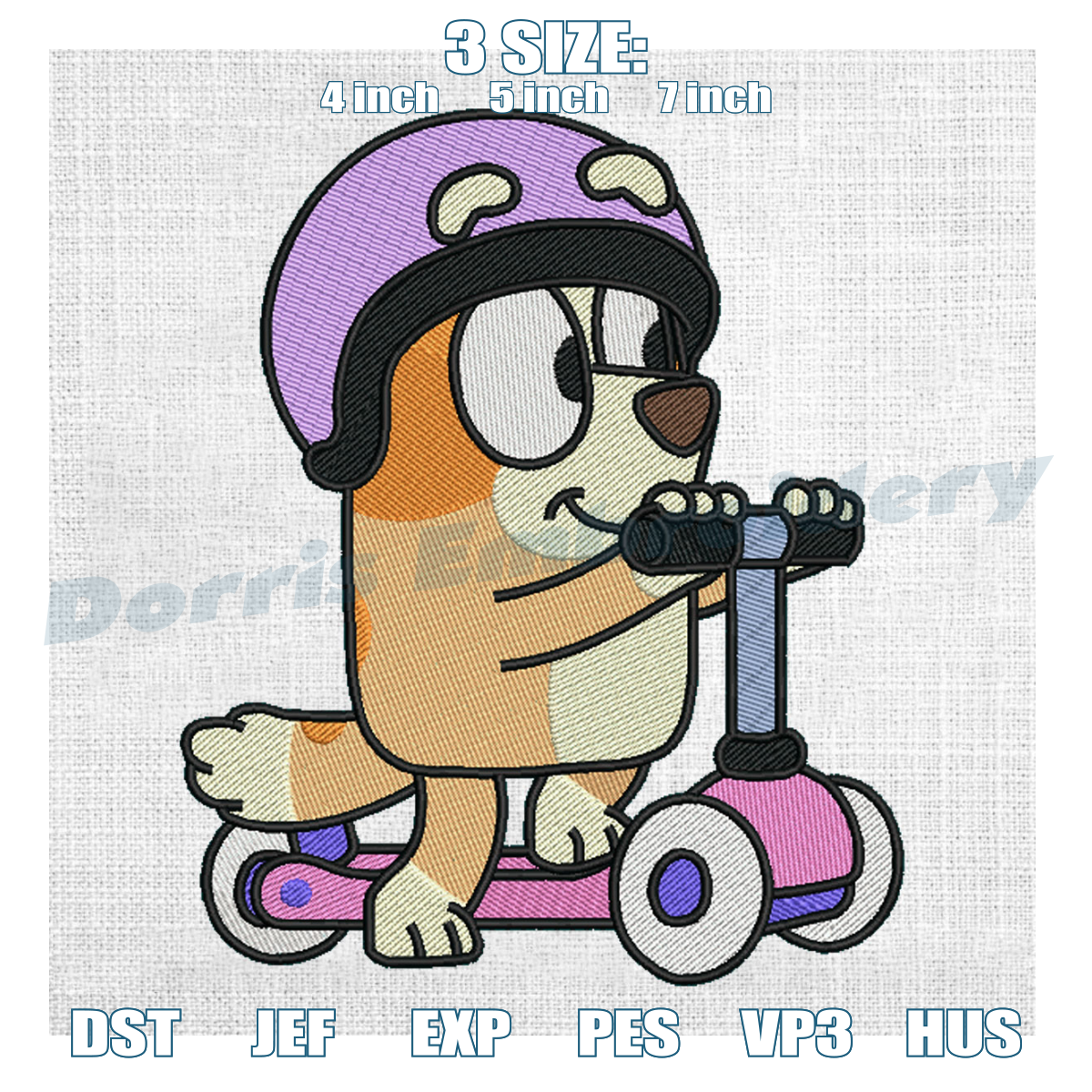 Bluey And Bingo Kid Riding Scooter Embroidery , Digital Embr | Inspire ...