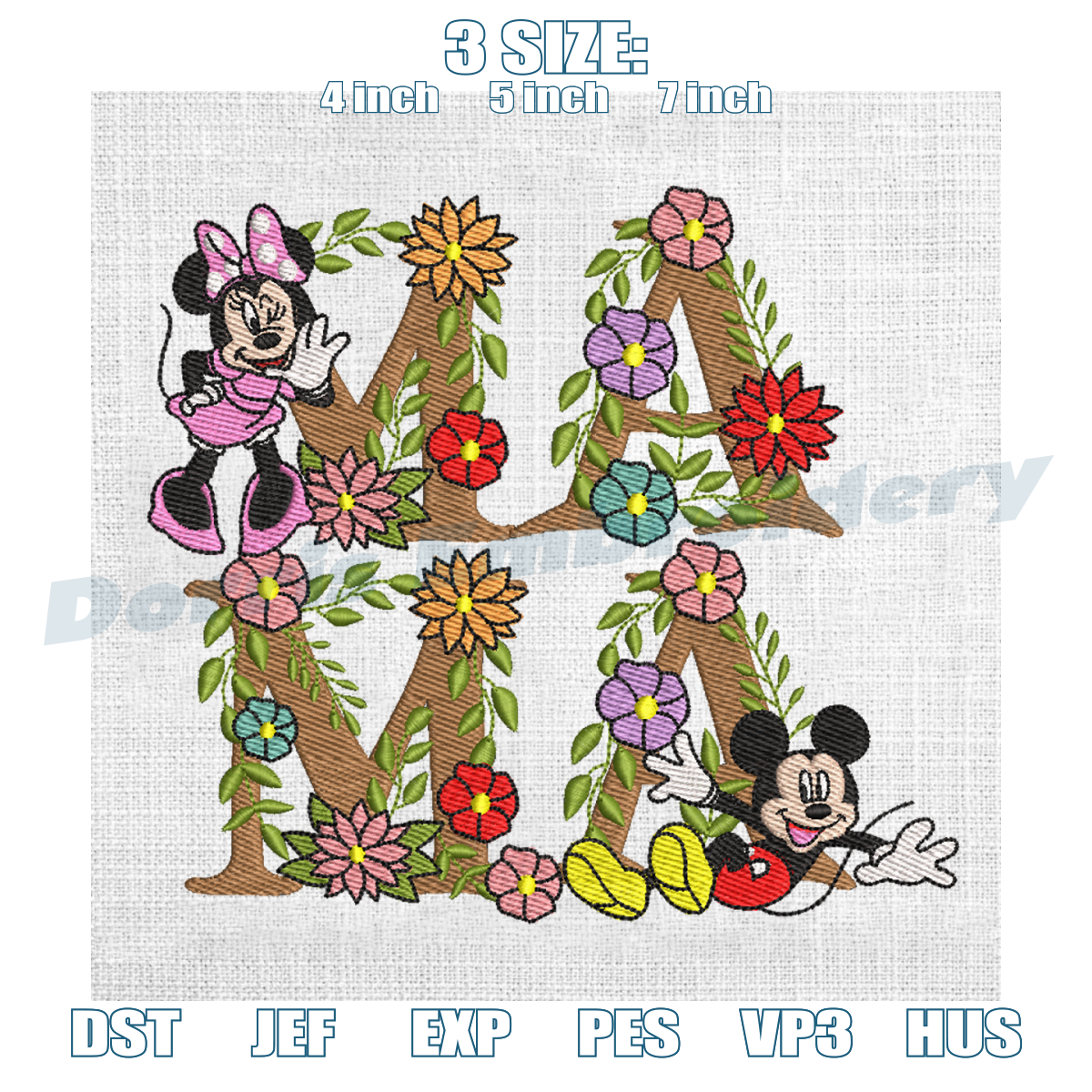 Mama Floral Mickey And Minnie Mouse Mother Day Embroidery , | Inspire ...
